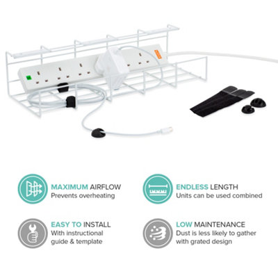 LIVIVO Under Desk Cord Organizer for Wire Management, Metal Wire Cable ...