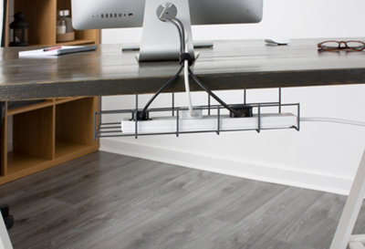 Desk with cord storage store