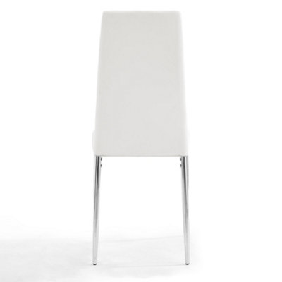 Livorno Round Glass Dining Table with Silver Legs & White Sierra Chairs ...