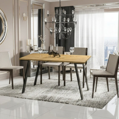LIWIA Extendable Dining Table Modern 130 210 80 cm Table in Artisan Oak ...