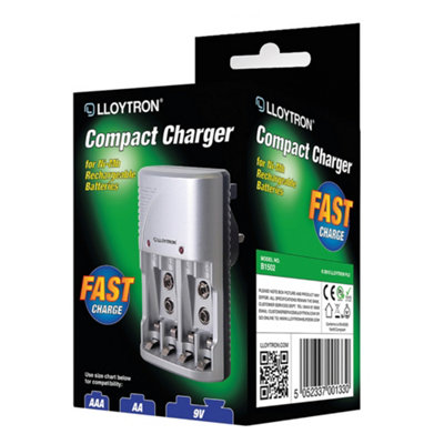 LLOYTRON Compact AA/AAA/9v(PP3) Battery Charger for NiMh/NiCd ...