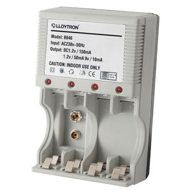 LLOYTRON Plugin Home Battery Charger for AA AAA 9V(PP3) NiMh/NiCd ...