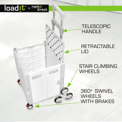 LoadiT Box with Stair Climbing Wheels 60kg Capacity Shopping Trolley ...