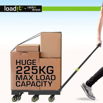 LoadiT Extendable Platform Trolley 225kg Capacity Telescopic Handlebar ...