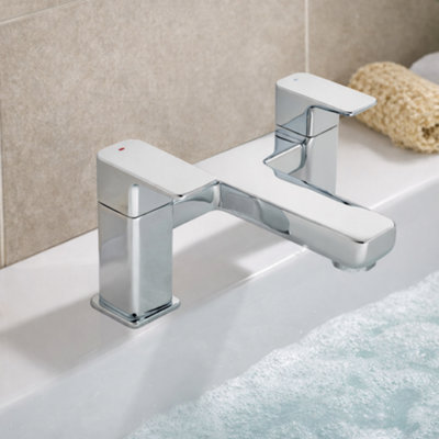 Loch Chrome Bath & Shower Mixer Tap, Dual Lever Bath Filler with Shower ...