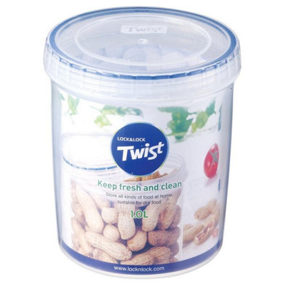 Lock & Lock Twist Round 1L Food Storage Box Clear/Blue (One Size)