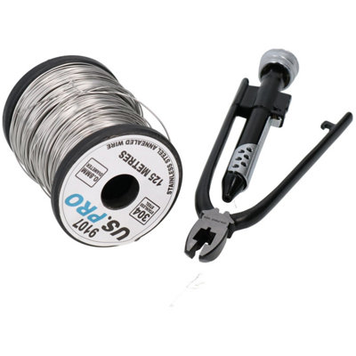 Lock Wire Lockwire Twist Twisting Pliers and 125 Metres 0.8mm Stainless ...