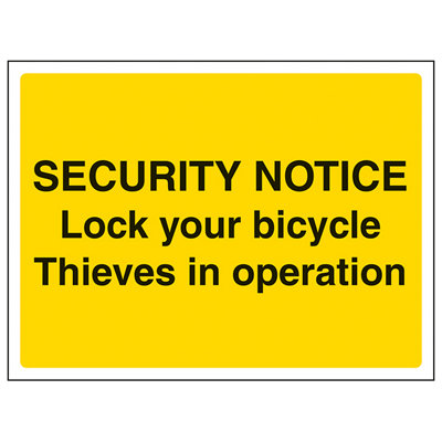 Lock Your Bicycle Security Notice Sign Rigid Plastic - 200x150mm (x3)