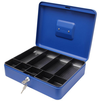 Lockable 12" Steel Cash Box - Money Organiser Safe with Note & Coin ...