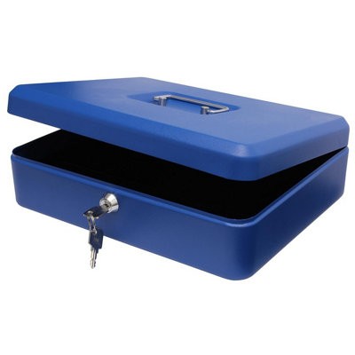 Lockable 12" Steel Cash Box - Money Organiser Safe with Note & Coin ...