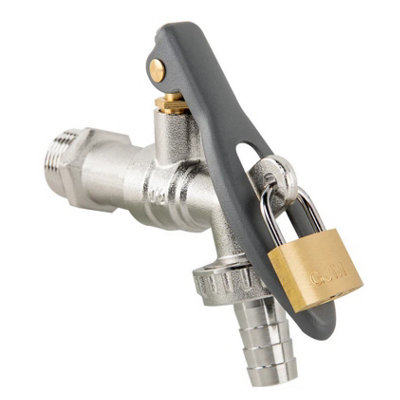 Lockable Lever Tap 1/2" BSPM Inlet with Hose Barb Brass Side Lock ...