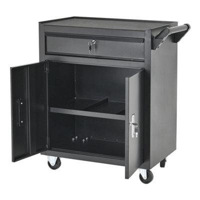 Lockable Metal Tool Trolley Rolling Storage Cabinet for Workshops & Garages