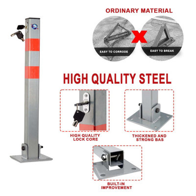 LOCKABLE PARKING BARRIER FOLDING CAR PARK BOLLARD SECURITY DRIVEWAY ...