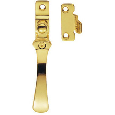 Lockable Victorian Casement Window Fastener 57 x 13mm Polished Brass