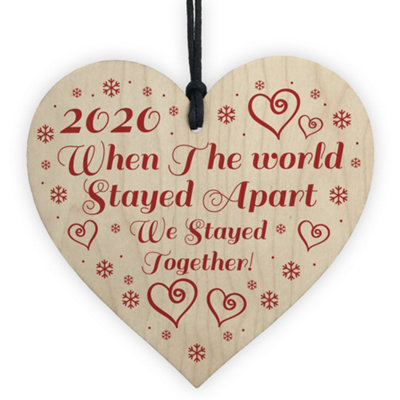 Lockdown Gift Hanging Wooden Heart Couple Gift Christmas Tree ...