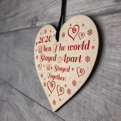 Lockdown Gift Hanging Wooden Heart Couple Gift Christmas Tree ...