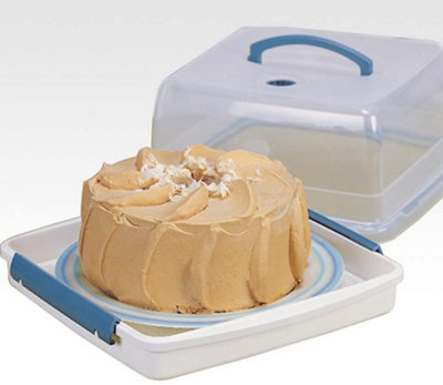 LOCKNLOCK CLASSIC BLUE SQUARE PLASTIC REUSABLE PASTRY CAKE CARRIER WITH ...