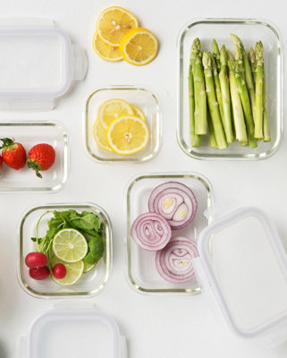 LocknLock Ovenglass Clear Rectangle Glass Dishwasher Safe Airtight Food ...