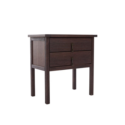 Lodini 2 Drawer Brown Bedside Table | DIY at B&Q