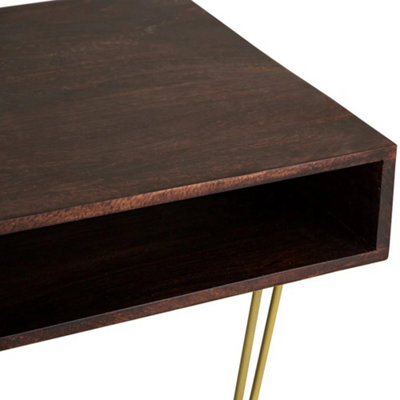 Loft Dark Wood & Gold Mango Rectangular Large Coffee Table