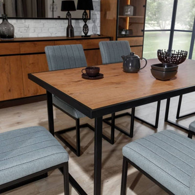 Loft Dining Table - Oak Lancelot & Black - H760mm W1700mm D900mm