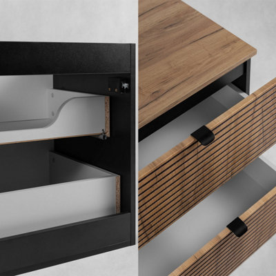 Loft Modern Style Ribbed Door 120cm Bathroom Cabinet Vanity Unit with ...