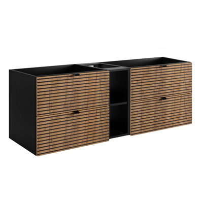 Loft Modern Style Ribbed Door 140cm Bathroom Cabinet Vanity Unit with ...