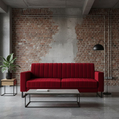 LOFT SB Red Sofa Bed with Storage and Spring Mattress Practical Sleeper ...