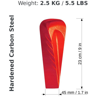 Log Splitter Wedge, 2.5 KG / 5.5 LBS, Made of Carbon Steel, Hardened ...