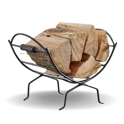 LOG03 Folding Black Log Rack with Handles Heavy Duty Firewood Storage ...