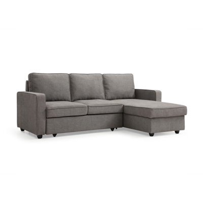 LOGAN CORNER SOFA BED GREY IN TYPHON GREY TEXTURED WEAVE