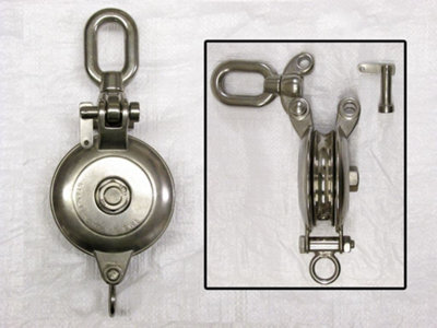 LOGGING SNATCH BLOCK WITH SWIVEL OVAL EYE 2 TON (STAINLESS STEEL PULLEY ...