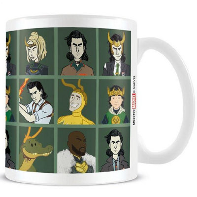 Loki Character Grid Mug Green/White (One Size) at B&Q