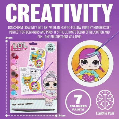 Lol Surprise Art & Crafts Colouring Paint By Numbers Colour Kit Fun ...