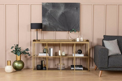 Lola Console Table, Brass, 140x35x78 cm | DIY at B&Q