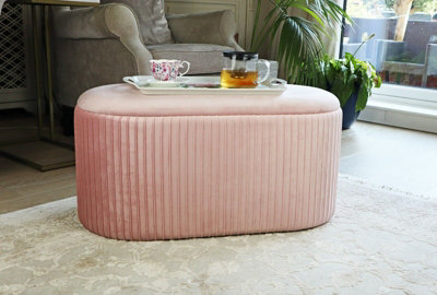 Lola Velvet Storage Ottoman Bench,Bedroom Bed end Stool,Pink | DIY at B&Q