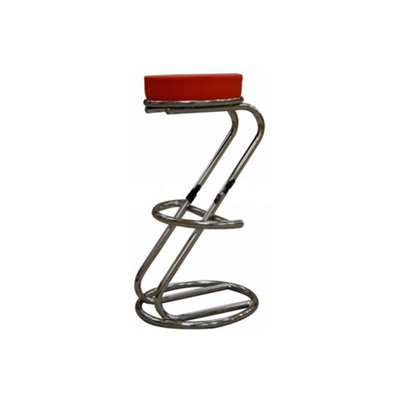 Lombardi Z Shaped Breakfast Bar Stool Faux Leather Red