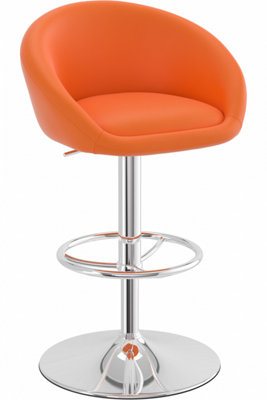 Lombardo Bar Stool Height Adjustable Orange Padded Seat