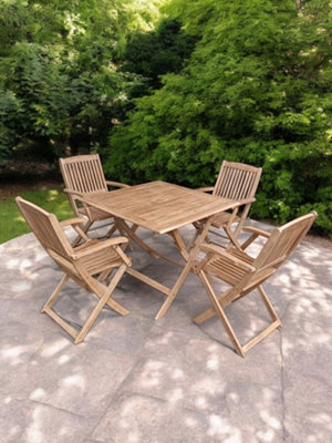 LONDON 90cm Square Folding Set with 4 London Folding Armchairs