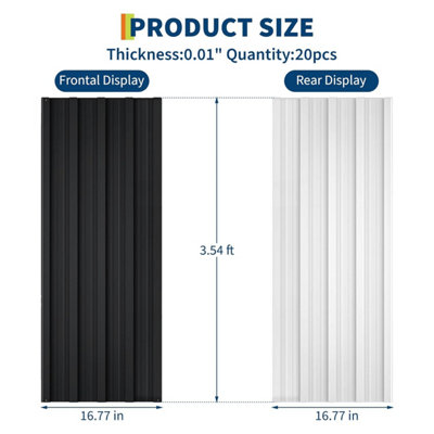 London Boutique 20 Pack Corrugated Roofing Sheets, 42.6x108cm ...
