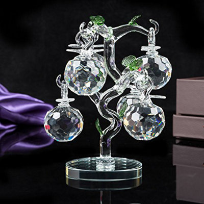 London Boutique Decorative Crystal Glass Apple Tree 6 Crystal Clear ...