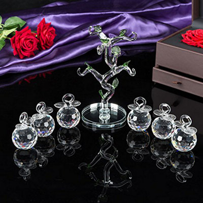 London Boutique Decorative Crystal Glass Apple Tree 6 Crystal Clear ...