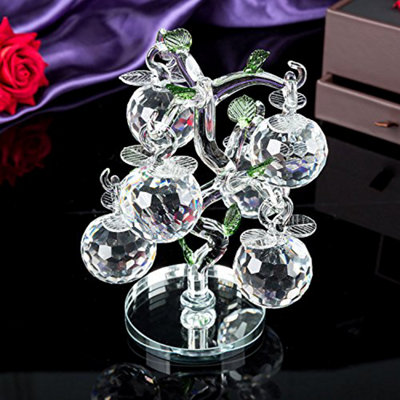 London Boutique Decorative Crystal Glass Apple Tree 6 Crystal Clear ...
