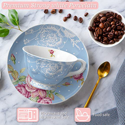 London Boutique Tea Cup and Saucer Set 4 Afternoon Tea Set New Bone ...