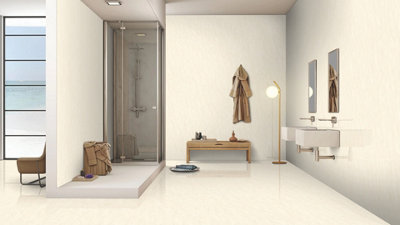 London Cream Glossy - 9mm Indoor wall/floor tiles 600mm X 600mm pack of ...