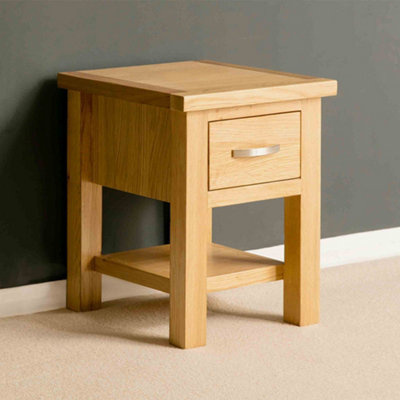 London Oak 36cm Lamp Side Table with Drawer - Fully Assembled By ...