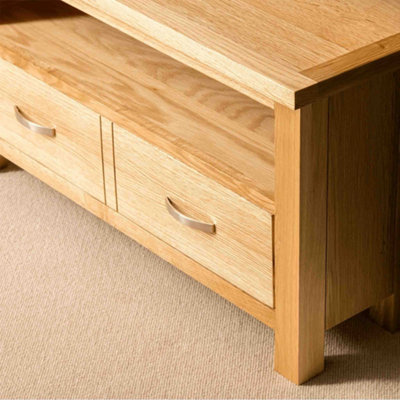 London Oak 90cm Corner TV Unit - Fully Assembled By Roseland Furniture