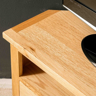London Oak 90cm Corner TV Unit - Fully Assembled By Roseland Furniture