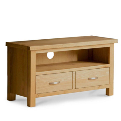 London Oak 90cm Small TV Unit - Fully Assembled By Roseland Furniture