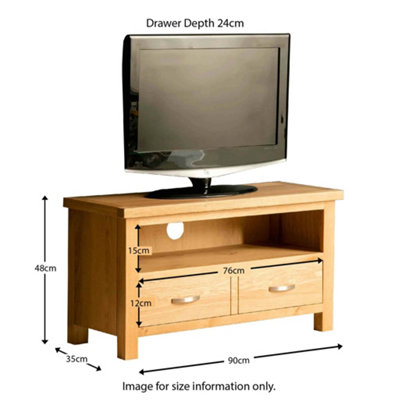 London Oak 90cm Small TV Unit - Fully Assembled By Roseland Furniture